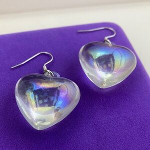 Jewelry | Y2k Silver Iridescent Bubble Heart Drop Festival Earrings ...